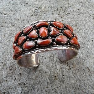 Jewelry | Sterling Silver Cuff Bracelet Red Spiny Oyster | Poshmark